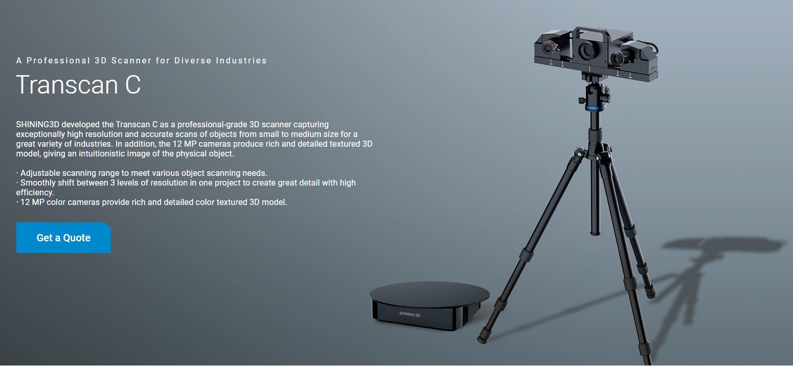 Shining 3D Transcan C 3D Scanner | 3D Gadgets Malaysia